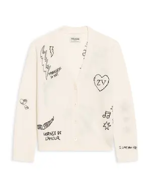 Zadig&Voltaire Mirkaz Cashmere Cardigan With Embroidered Graphics
