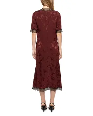 Zadig&Voltaire Redoxal Silk Lace Trim Midi Dress