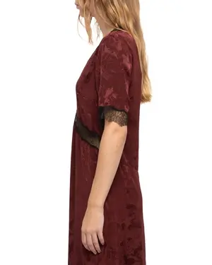 Zadig&Voltaire Redoxal Silk Lace Trim Midi Dress