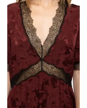 Zadig&Voltaire Redoxal Silk Lace Trim Midi Dress
