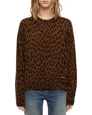 Zadig&Voltaire Soulo Leopard Print Wool & Cashmere Sweater - Caramel