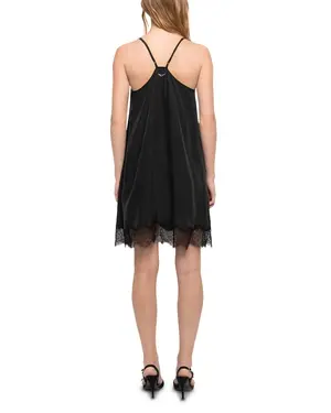 Zadig&Voltaire Respas Silk Lace Trim Mini Dress