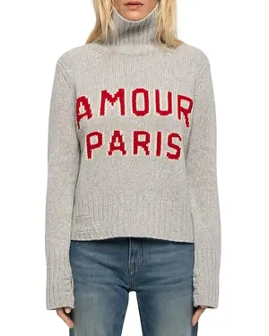 Zadig&Voltaire Nalma Wool Amour Paris Turtleneck Sweater