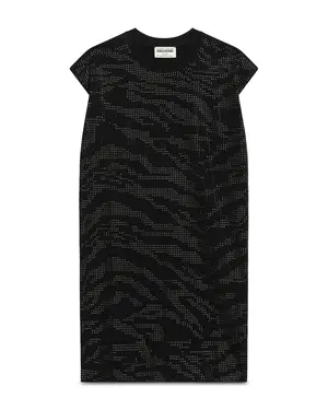 Zadig&Voltaire Roe Cotton Embellished Zebra Motif Dress