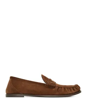 Saint Laurent Suede Loafers With Logo Detail