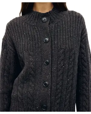 Gerard Darel Rafa Merino Wool Ribbed & Cable Knit Cardigan