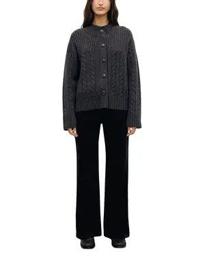 Gerard Darel Rafa Merino Wool Ribbed & Cable Knit Cardigan