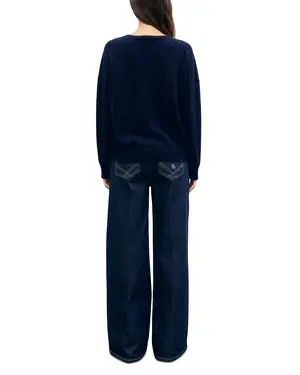 Gerard Darel Reda Embellished Wool V Neck Sweater
