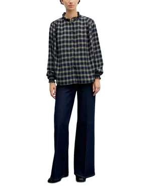 Gerard Darel Lotte Printed Ruffle Trim Blouse