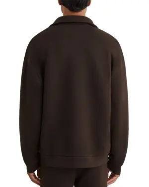 REISS Kurwin Cotton Half Zip Sweatshirt - Chocolate