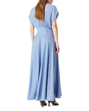 Maje Ridan Jacquard Print Maxi Dress - Light Blue