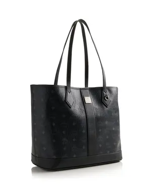 Mcm Liz Medium Visetos Leather Shopper Tote - Black