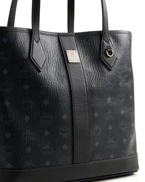 Mcm Liz Medium Visetos Leather Shopper Tote - Black