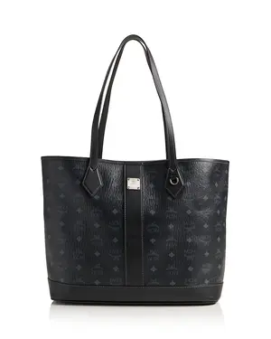 Mcm Liz Medium Visetos Leather Shopper Tote - Black