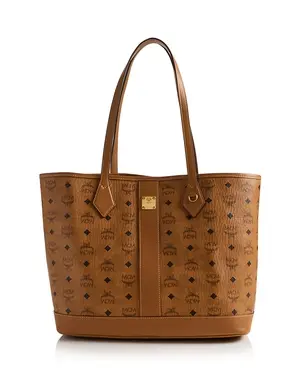 Mcm Liz Medium Visetos Leather Shopper Tote Cognac