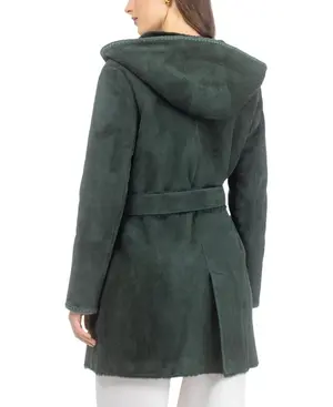Gorski Merino Shearling Lamb Parka With Embroidered Trim With Belt