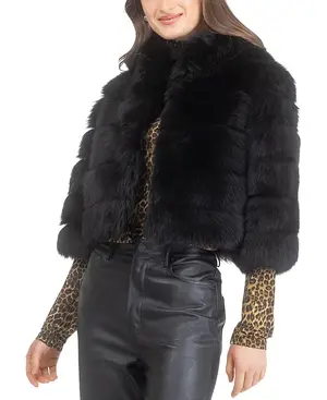 Gorski Merinillo Shearling Lamb Bolero With Cropped Sleeves - Black