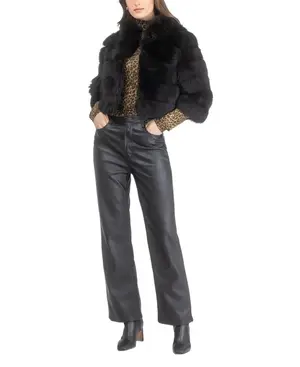 Gorski Merinillo Shearling Lamb Bolero With Cropped Sleeves - Black