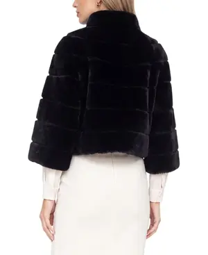 Gorski Select Shearling Lamb Bolero With Cropped Sleeves - Black
