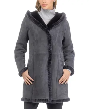 Gorski Merino Shearling Lamb Parka With Whipstitch Trim - Anthracite