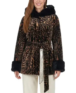 Gorski Reversible Shearling Lamb Jacket With Hood Trim & Cuffs And Belt