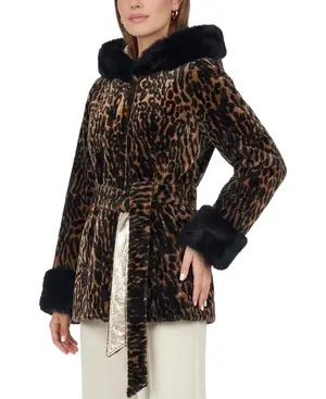 Gorski Reversible Shearling Lamb Jacket With Hood Trim & Cuffs And Belt