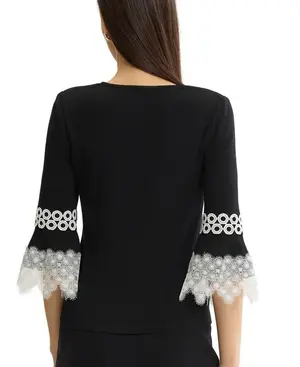 Misook Lace Applique Soft Knit Top