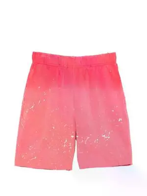 PALE CLOUD Paint-splatter Ombré-effect Shorts - Red