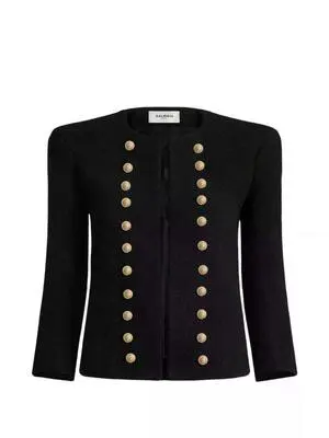 Balmain Textured Cropped Jacket With Gold-tone Buttons