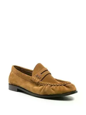 Saint Laurent Le Loafer Gathered Suede Loafers