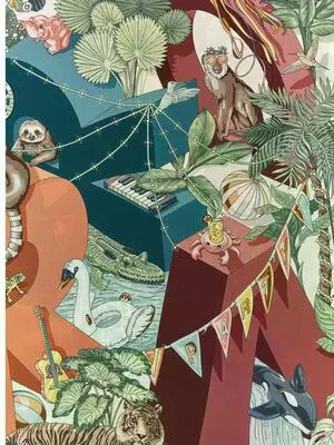 FERRAGAMO Jungle Party Print Silk Scarf