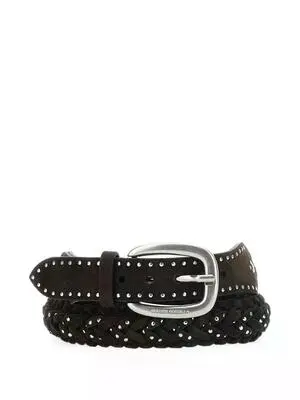 GOLDEN GOOSE Houston Belt In Woven Suede With Micro-studs - Brown