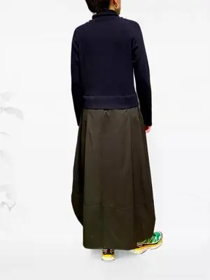 GRAN SASSO High-neck Mixed-media Midi Dress