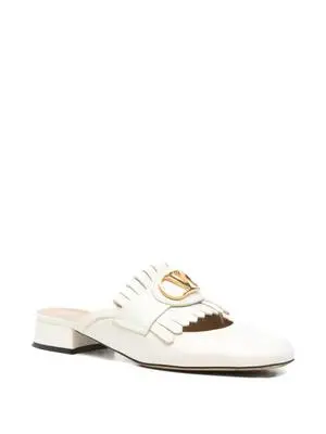 Valentino Garavani Vlogo Signature Fringed Mules - Neutrals