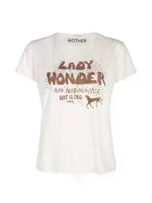 MOTHER The Boxy Goodie Goodie T-shirt Off-white Graphic Print