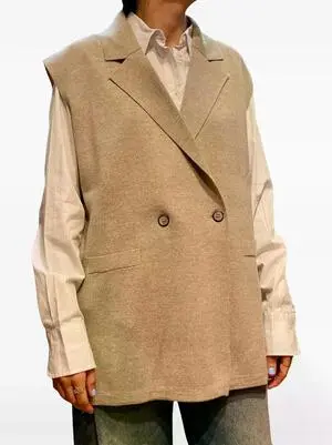 GRAN SASSO Double-breasted Knit Gilet - Neutrals