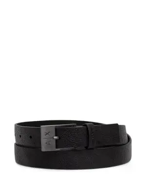 Armani Exchange Logo-plaque Pebbled Belt - Black
