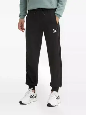 PUMA T7 Logo-embroidered Drawstring Track Pants - Black