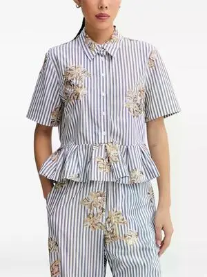 Munthe Sequined Striped Cotton Shirt - White