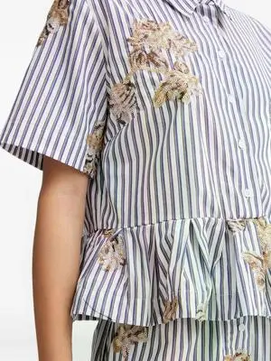 Munthe Sequined Striped Cotton Shirt - White