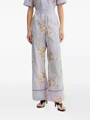 Munthe Nikita Sequin-embellished Striped Palazzo Pants - White