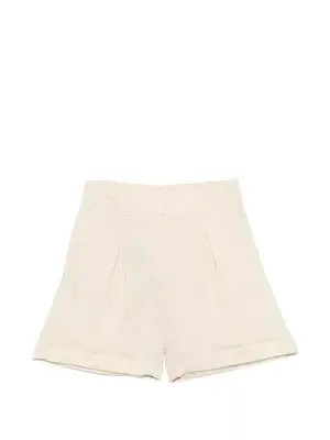 MAISON123 Pleated Turn-up Shorts - Neutrals