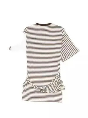 Cynthia Rowley Horizontal Stripe Ruched Crewneck Dress - White