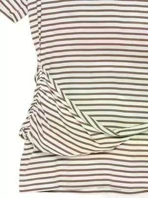 Cynthia Rowley Horizontal Stripe Ruched Crewneck Dress - White