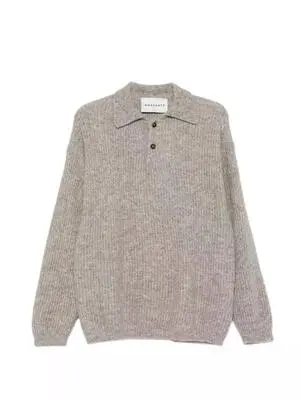 AMARANTO Ribbed-knit Button-up Sweater - Grey