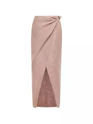 12 STOREEZ Buckle-fastening Wrap Maxi Skirt - Pink