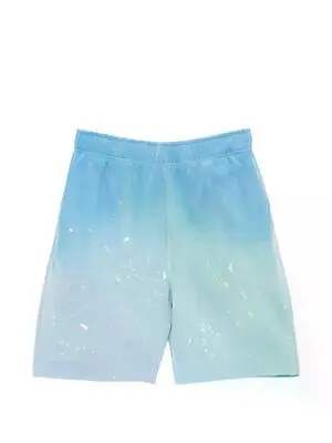 PALE CLOUD Ombré Paint-splatter Shorts - Blue