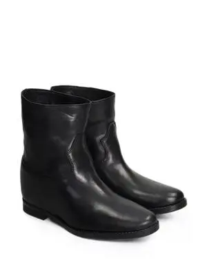 JULIE DEE Western-style Leather Ankle Boots - Black