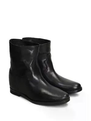 JULIE DEE Leather Ankle Boots - Black
