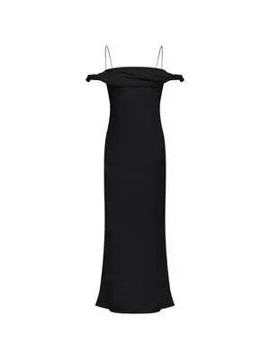 12 STOREEZ Toscana Draped-neck Dress - Black